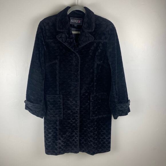 Static | Jackets & Coats | Vintage Static Womens Plush Black Coat ...